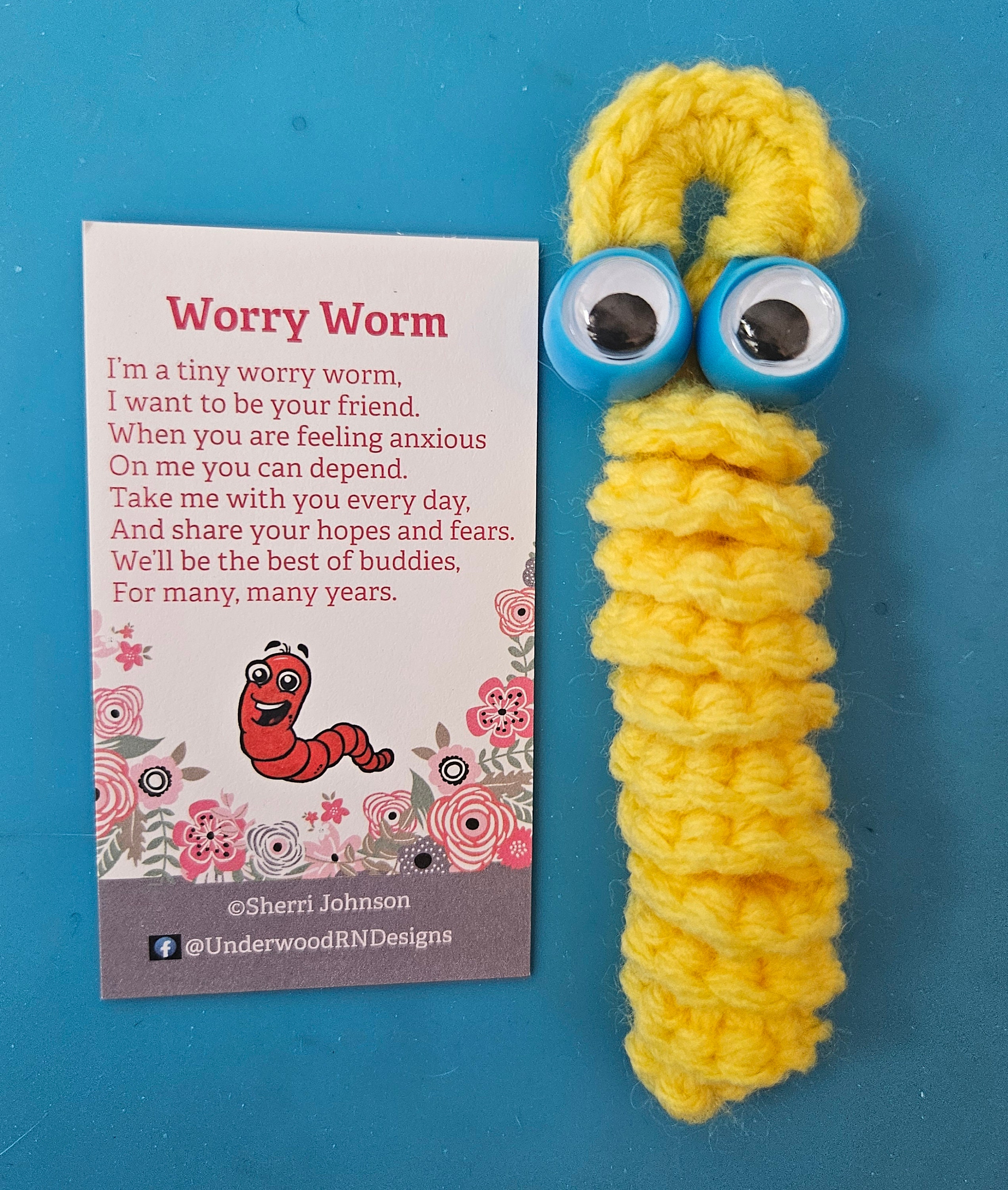 Worry Worm Wiggles the Worm Crochet Fidget Toy Sensory Toy Handmade ...