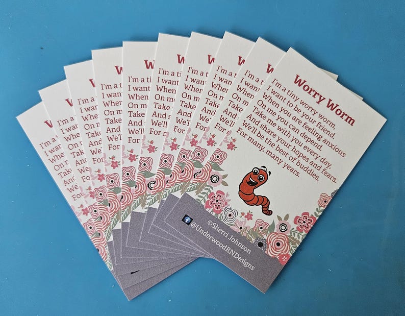 Mailed to You Worry Worm Cards Set of 20 Poem Cards to Add to Your ...