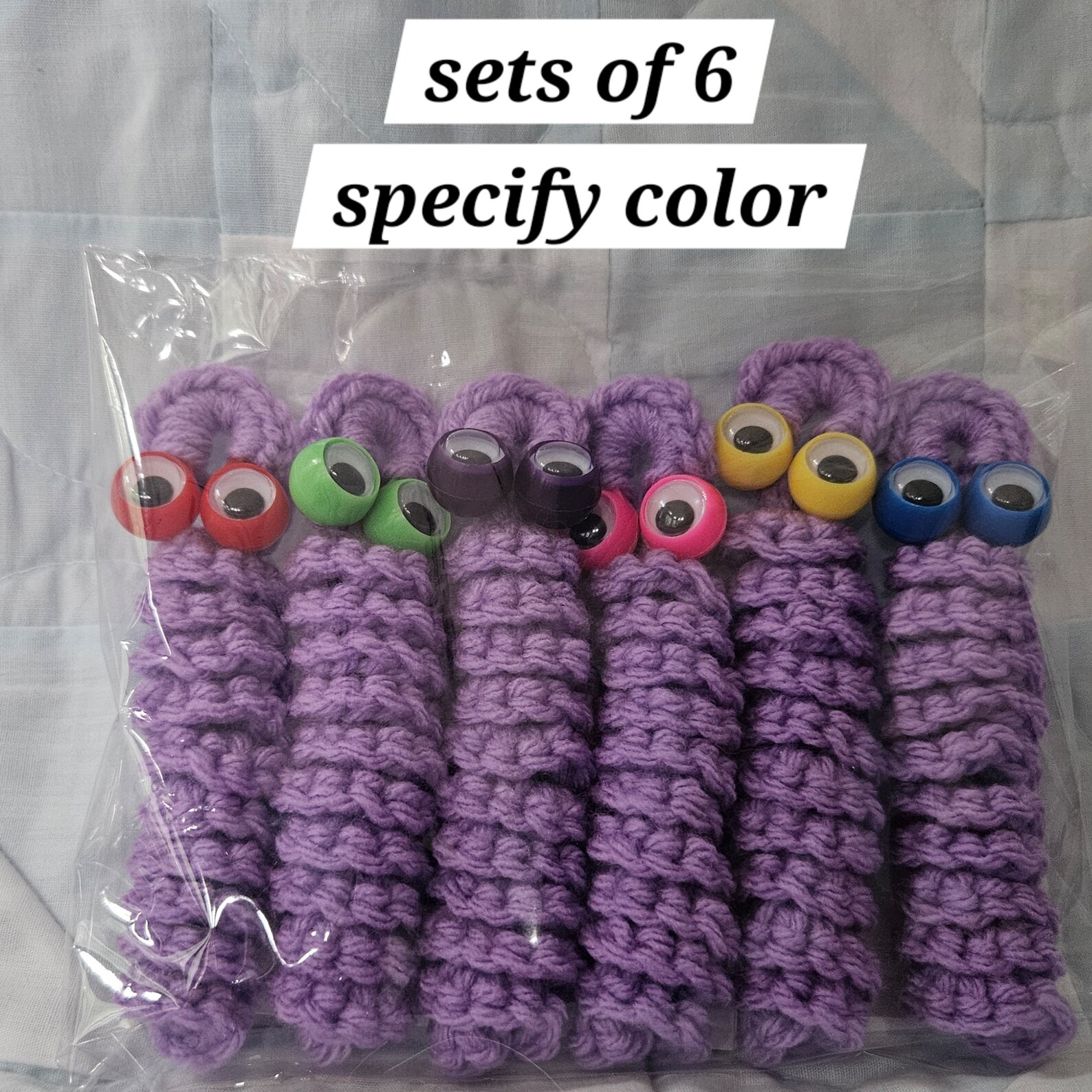 Crochet Worry Worms - Set of 6, With Poem Cards. Sensory Fidget ...