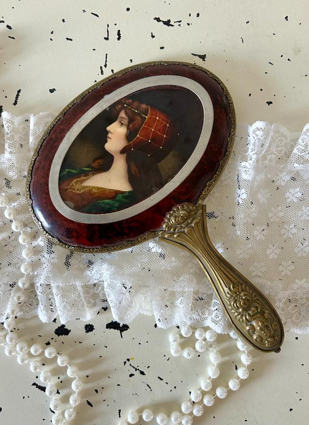 Vintage Victorian Revival Hand Mirror - Etsy