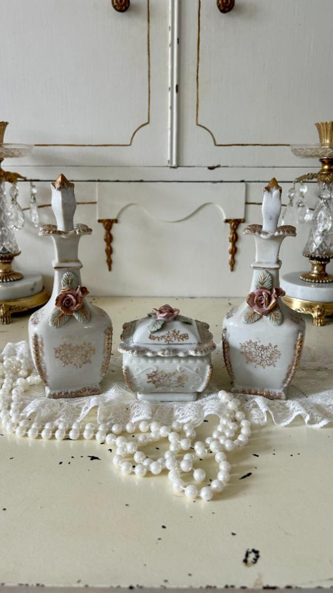 Vintage Rose Vanity Set - Etsy