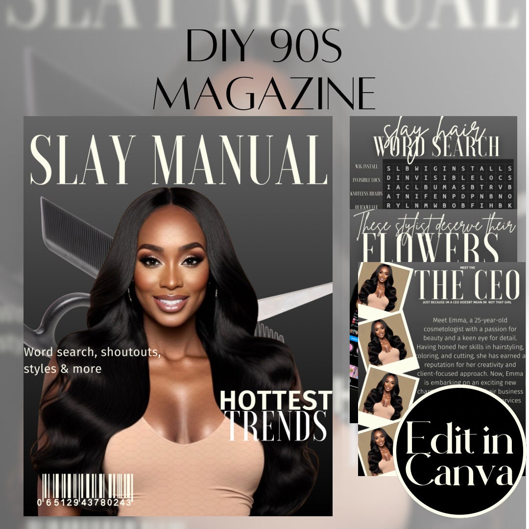 90s Magazine Template, Hair Lashes Nails MUA Makeup Esthetician ...