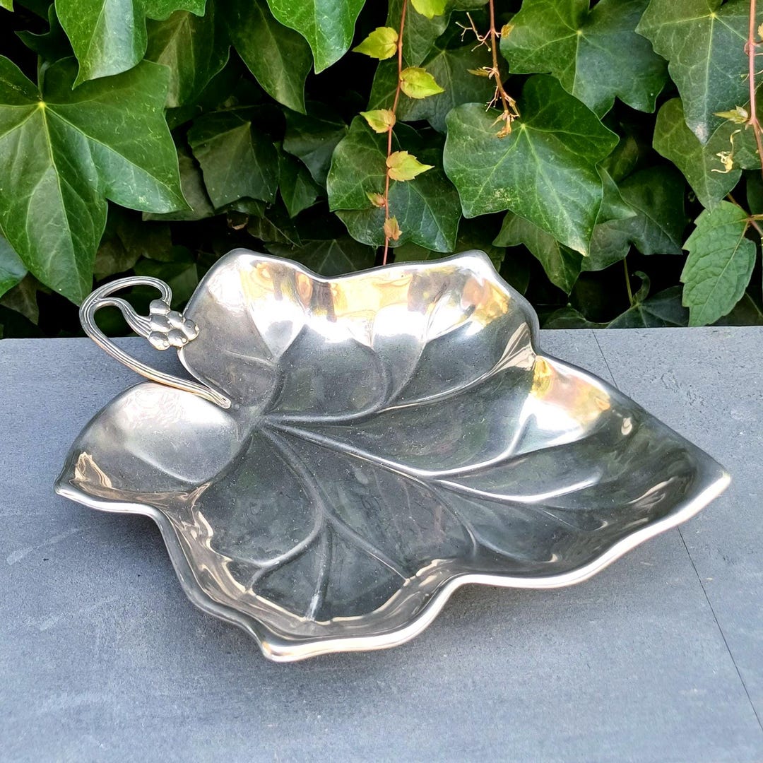 Vintage Verzilverde Wijnblad Schaal Met Druivenrank Handvat - Etsy