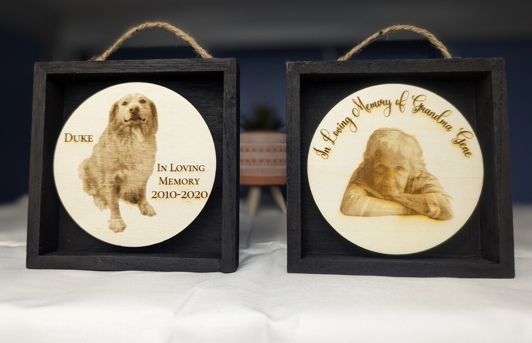 Memorial Shadow Box With Custom Laser Engraved Picture Wood Photo ...