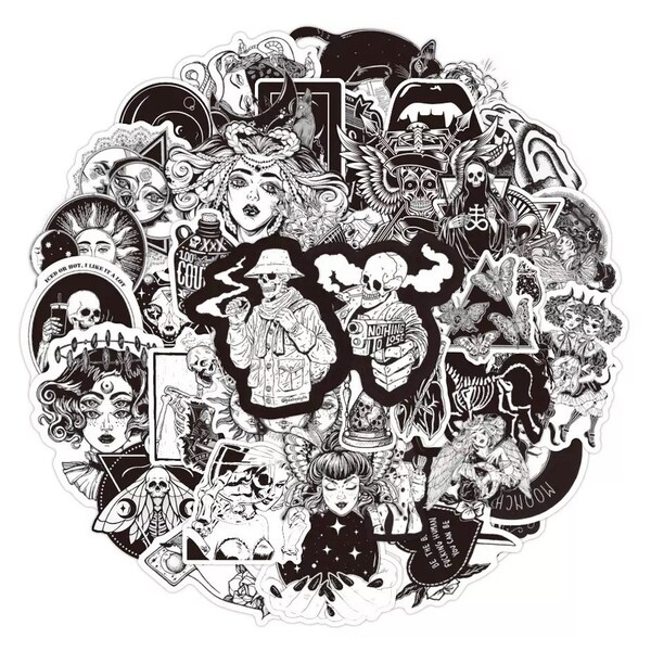 Black and White Sticker Pack - Etsy
