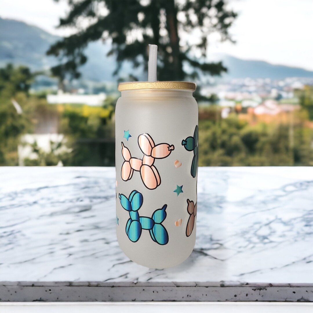Balloon Animal Dog 16oz Glass Beer Can / Unique Glass Tumbler / Glass ...