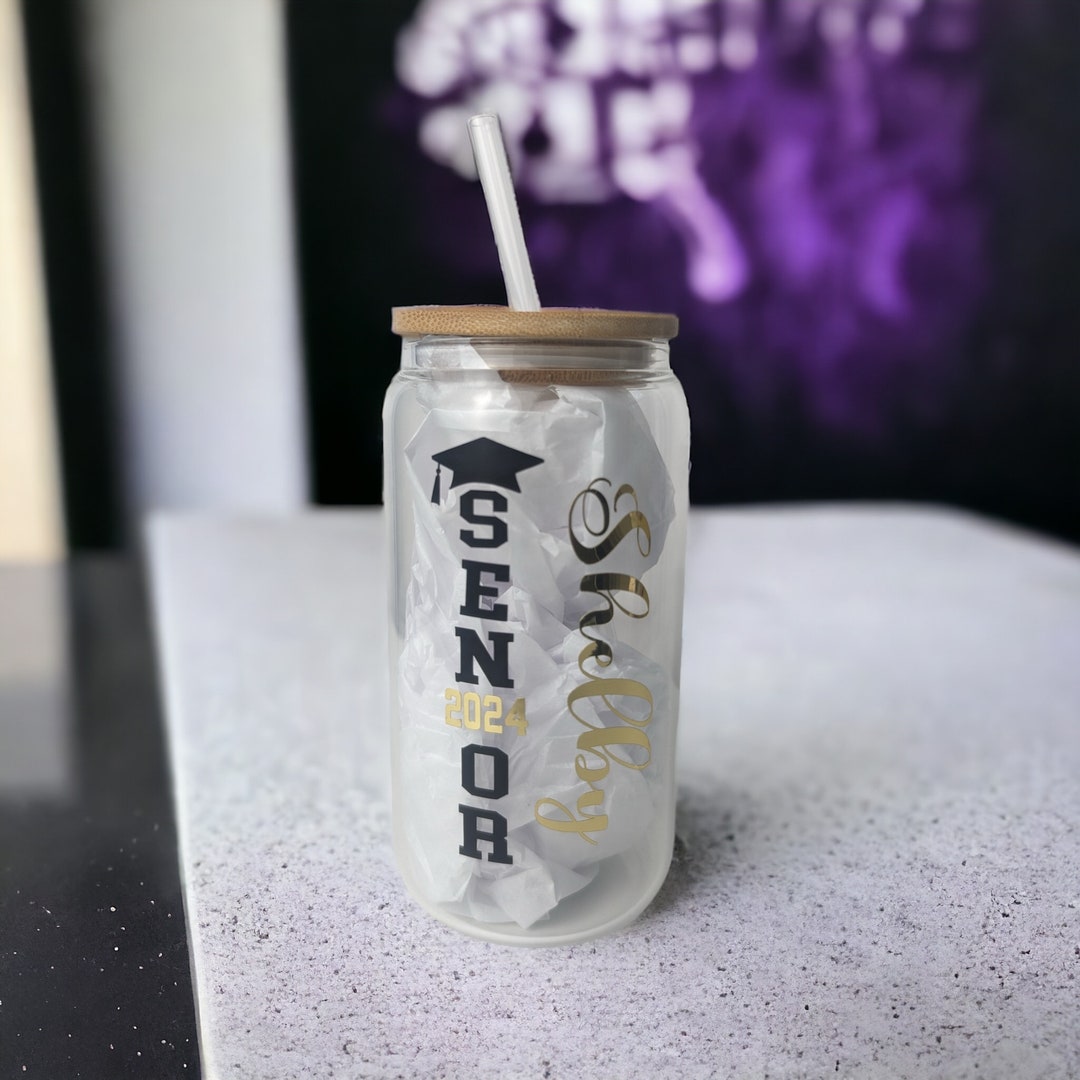 Graduation Tumbler, Graduation Glass Can, Graduation Gift, College Grad ...