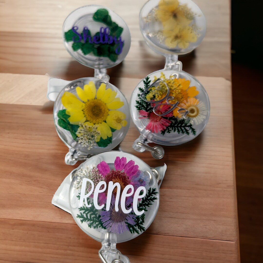 Real Flower Badge Reel Custom Reels Badge Reel Resin Reel Gift for ...
