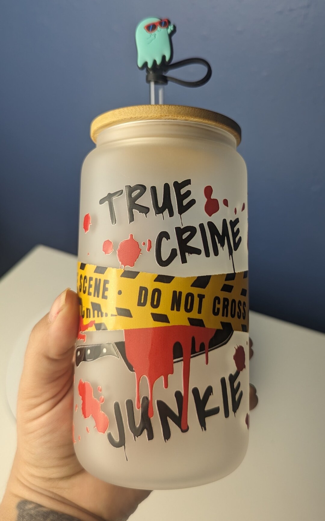 True Crime Junkie Iced Coffee Cup Crime Scene Murder Shows 16oz Glass ...