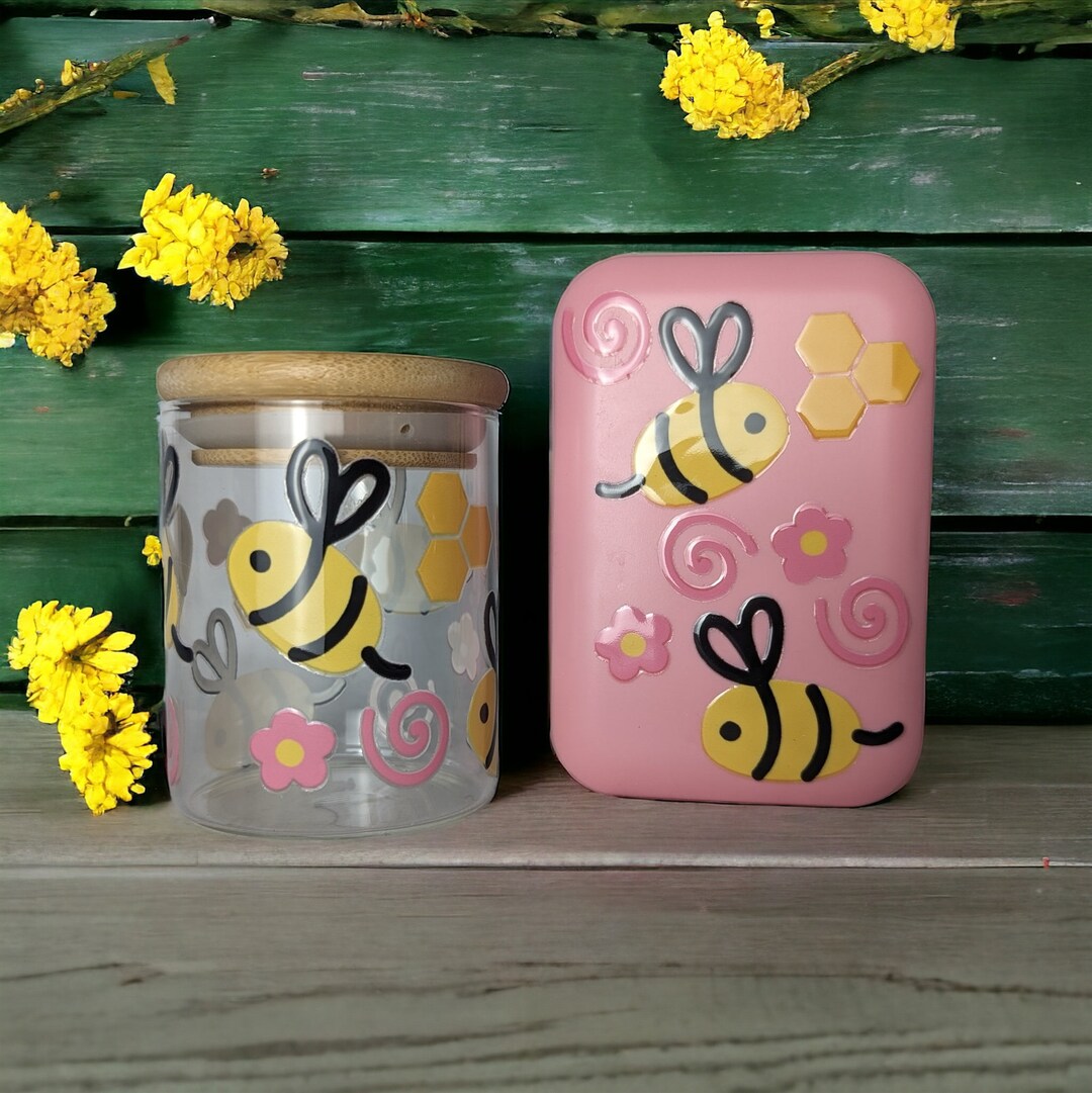 Buzzing Bees Smoke Kit, Cute Girly Spring Flowers Stash Bag, Jar Case ...