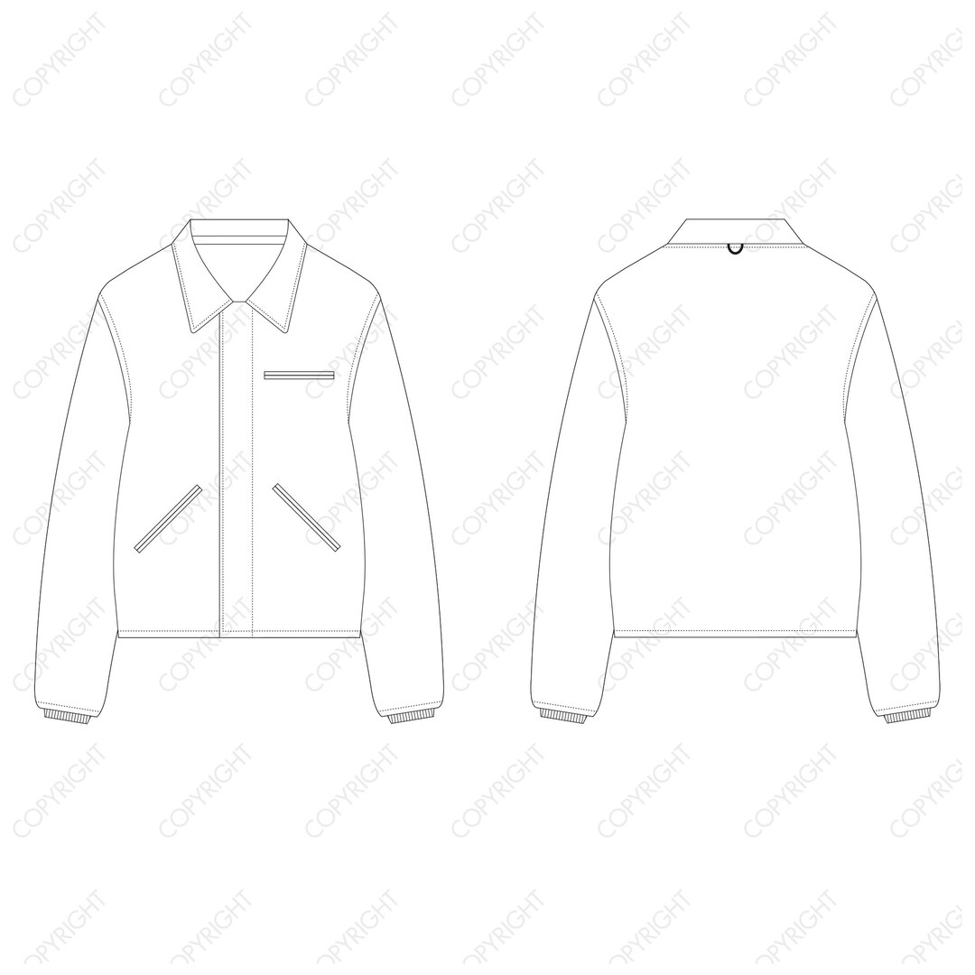 Worker Jacket Cuff 3 Pockets Fashion Flat Templates/technical Drawings ...