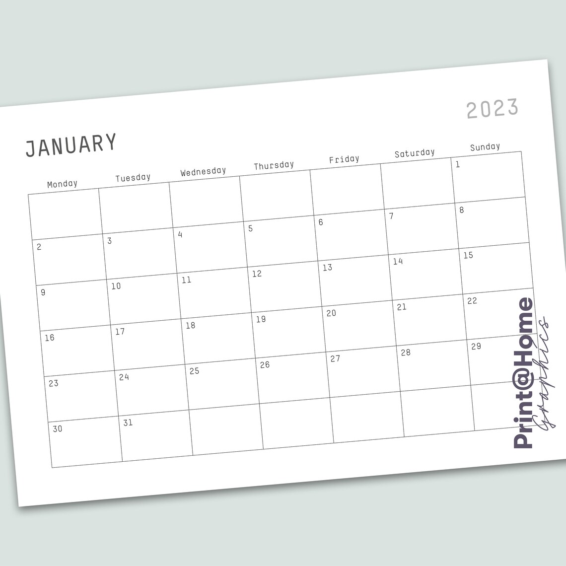 Printable Monthly Blank Calendar, Simple Minimalist Calendar, A4 ...