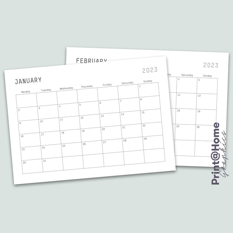 Printable Monthly Blank Calendar, Simple Minimalist Calendar, A4 ...