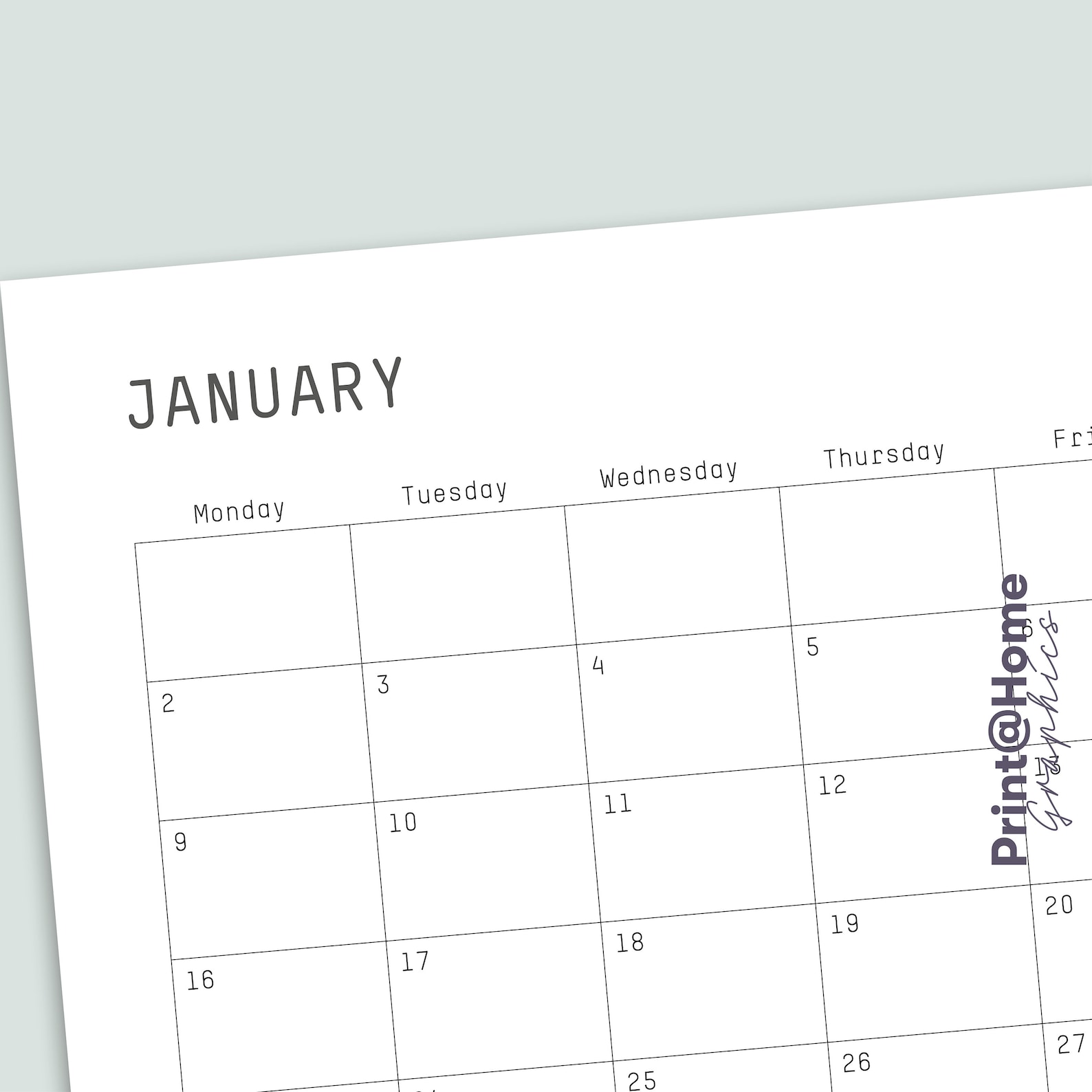 Printable Monthly Blank Calendar, Simple Minimalist Calendar, A4 ...