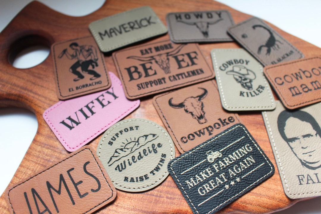 Personalized Leather Patch Custom Logo Patch Personalized Name Patch Heat Press on Leatherette ...