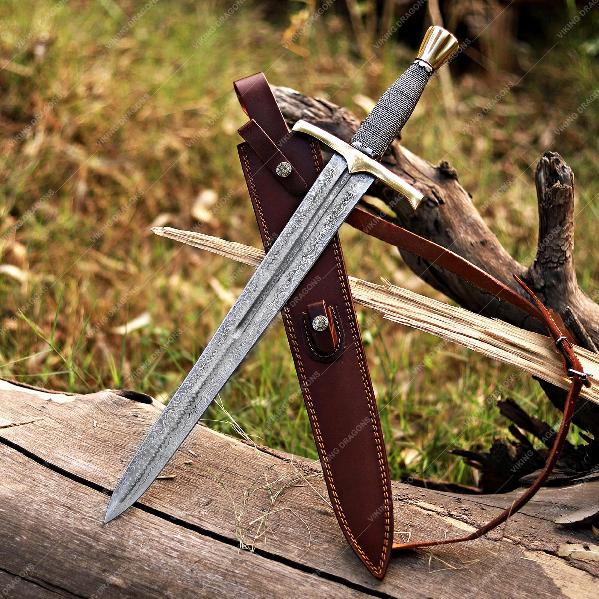 Handmade Damascus Steel Short Sword: Viking Pirate Cosplay - Etsy