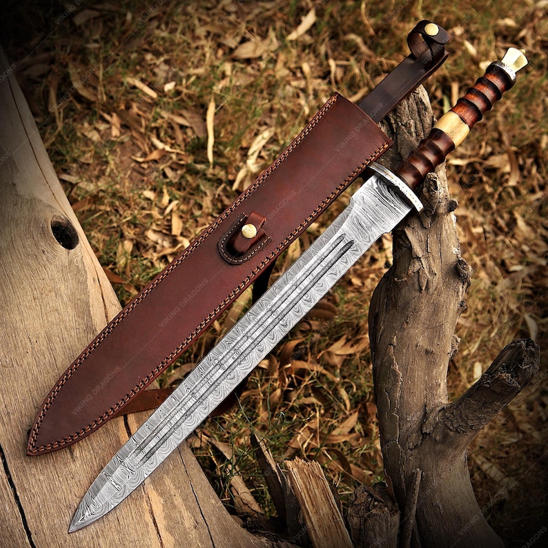 Damascus Steel Handmade Short Sword for Pirate, Viking Sword for ...