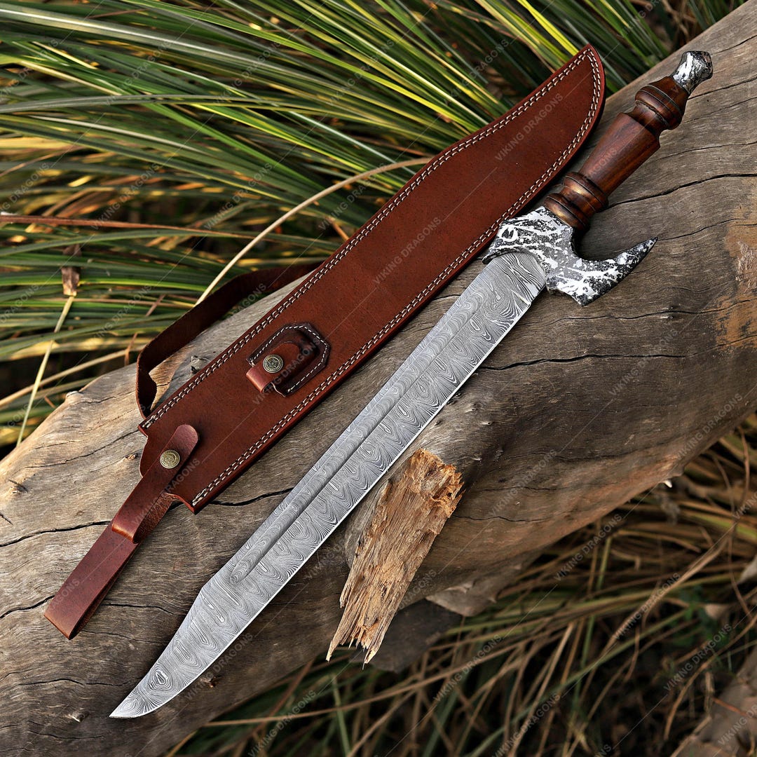 Handmade Damascus Steel Short Sword: Viking Pirate Cosplay - Etsy