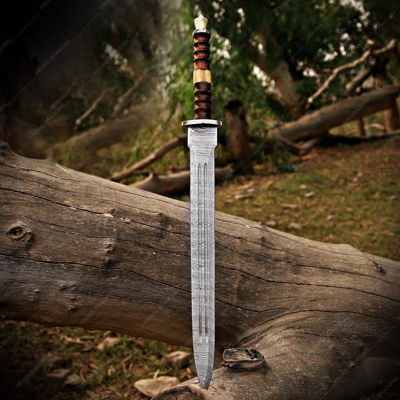 Damascus Steel Handmade Short Sword for Pirate, Viking Sword for ...