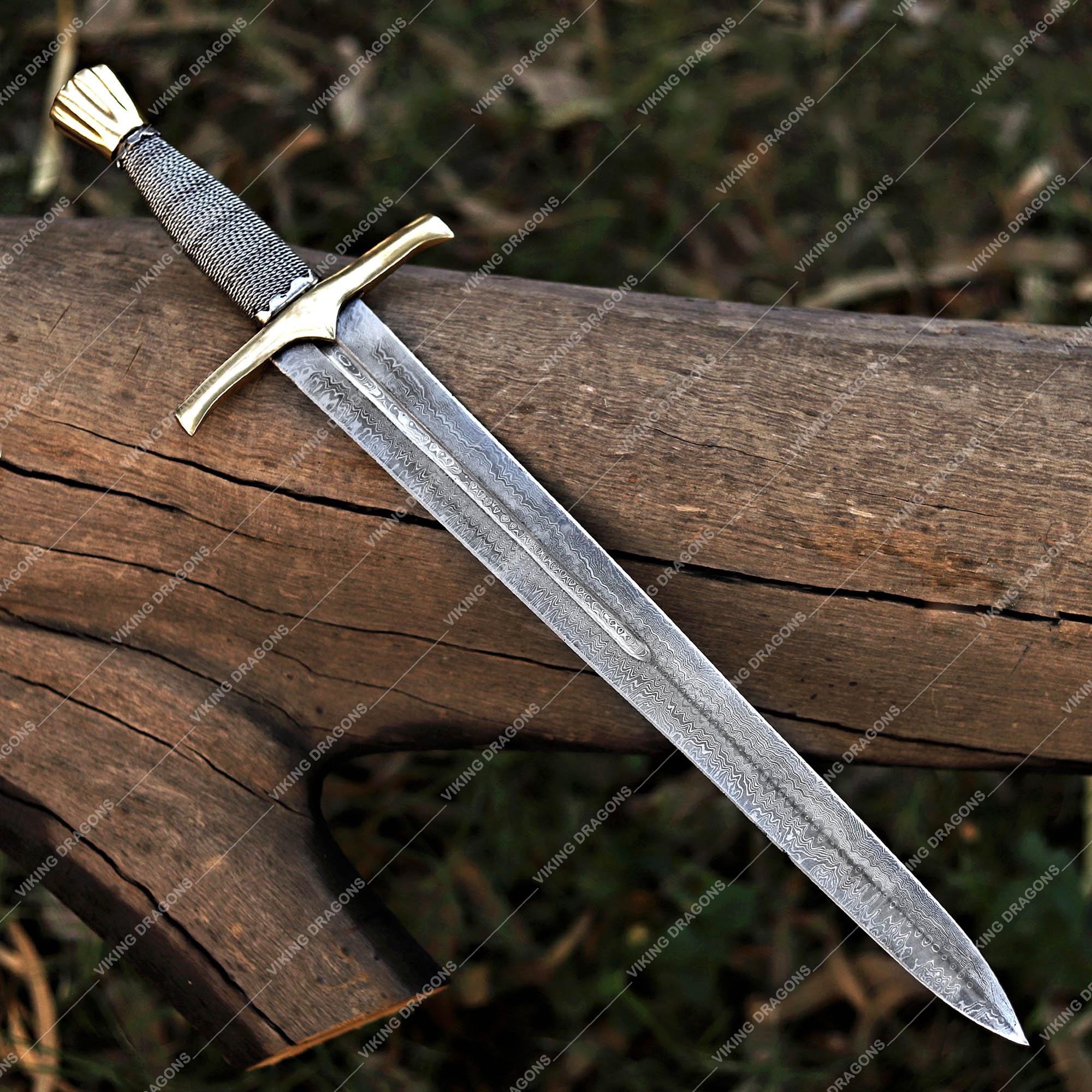 Handmade Damascus Steel Short Sword: Viking Pirate Cosplay - Etsy