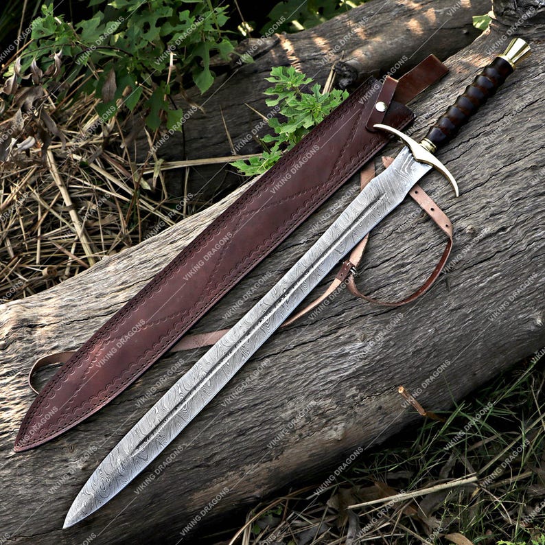 Handmade Damascus Steel Short Sword: Viking Pirate Cosplay - Etsy
