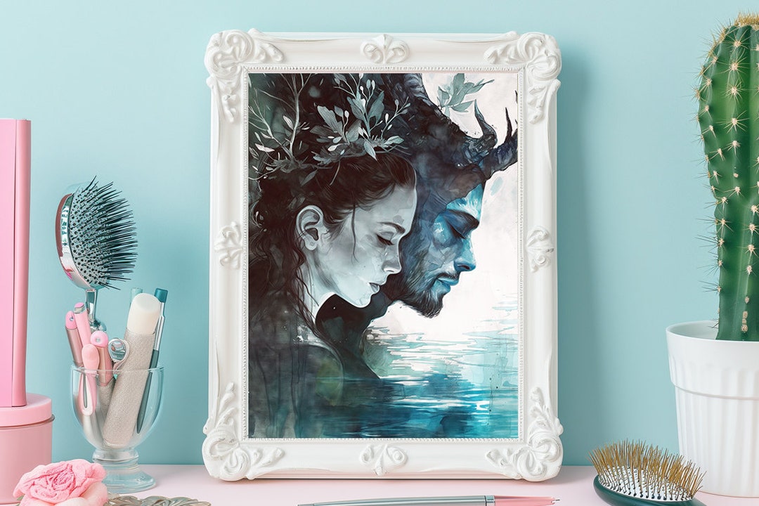 Demon Romance Wall Art Print, Dark Angel Illustration, Unframed Home ...