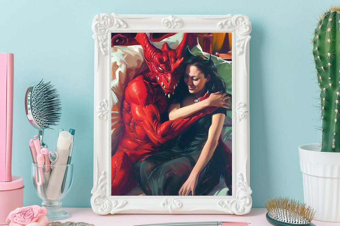 Demon Romance Wall Art Print, Modern Art, Unframed Home Decor, Creepy ...