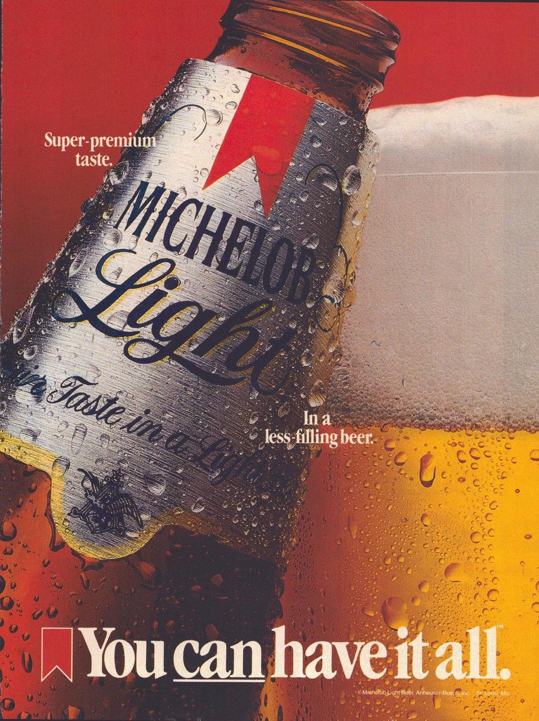 1985 Michelob Light Beer Ad: Retro Bar Wall Decor Print Advertisement ...