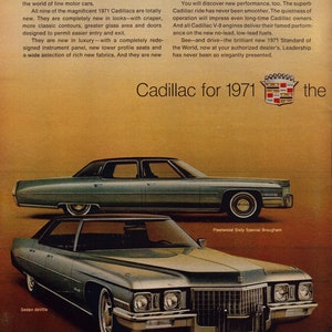 1971 Cadillac Autos Vintage Print Ad, Retro Classic Car Advertisement ...