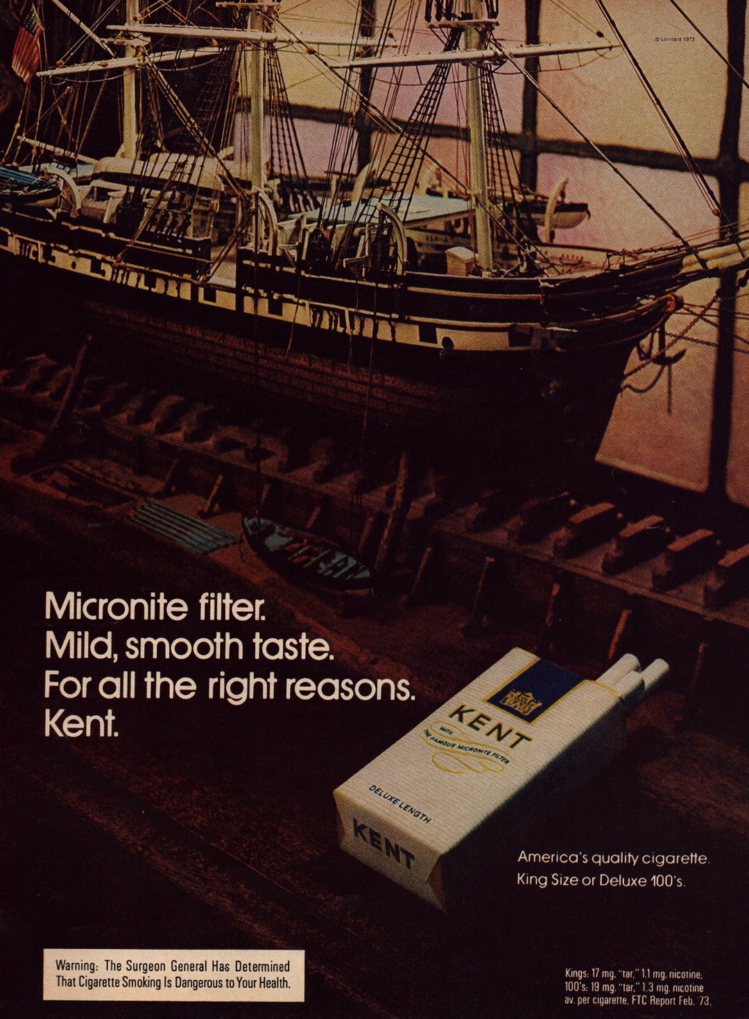 1973 Lorillard Kent Cigarettes Micronite Filter Vintage Print Ad, Retro ...