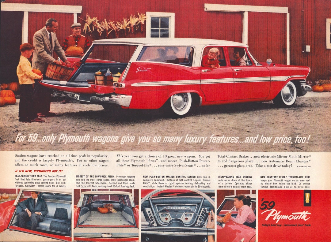 1959 Plymouth Station Wagon Vintage Print Ad: Garage Wall Art ...