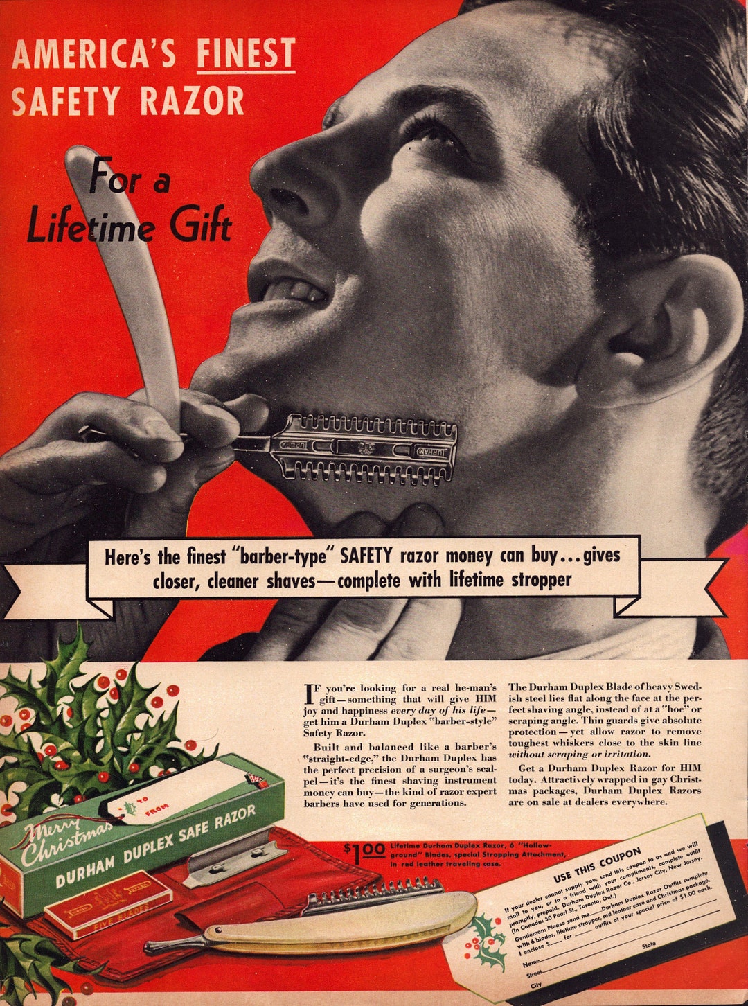 1937 Durham Duplex Safety Razor Vintage Print Ad - Etsy