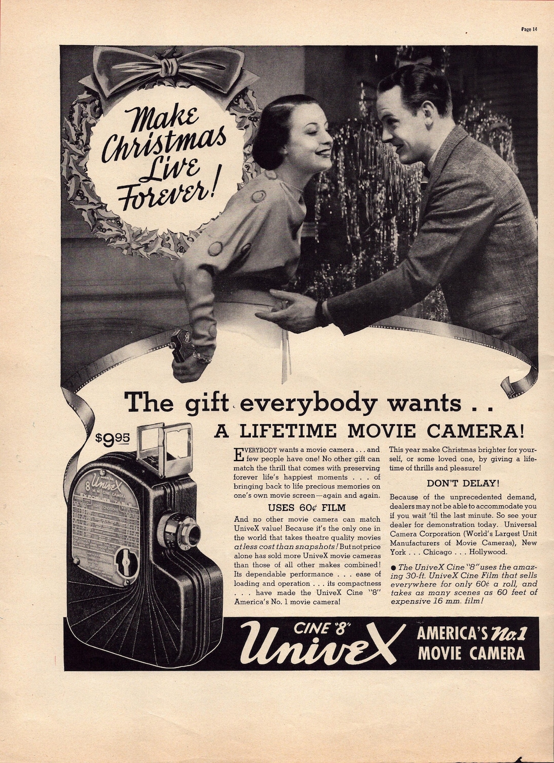 1937 Cine 8 Univex Movie Camera Vintage Print Ad - Etsy