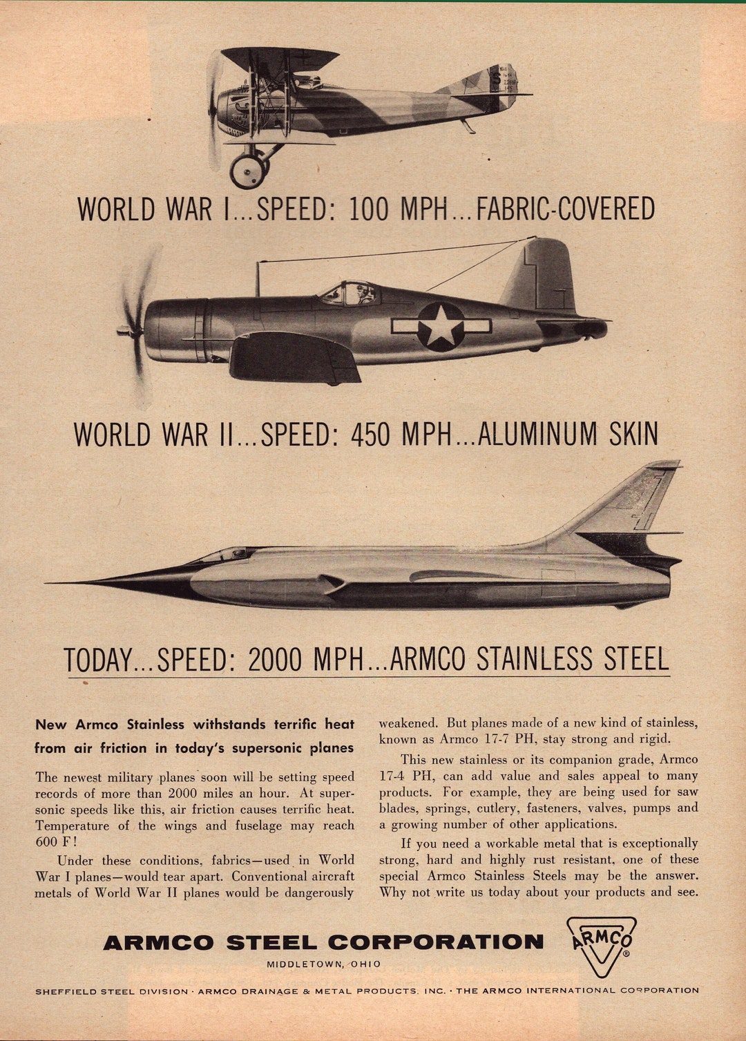 1956 Armco Steel Corporation Vintage Print Ad, Retro Classic ...