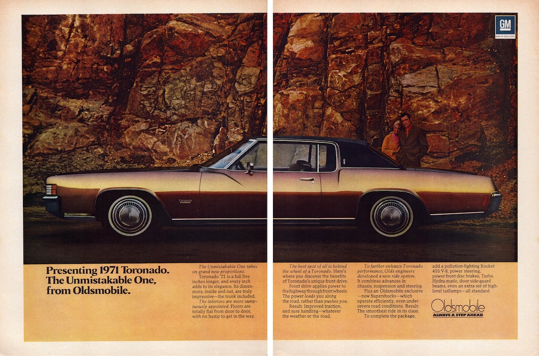 1971 Oldsmobile Toronado Vintage Print Ad Classic Car Advertisement - Etsy