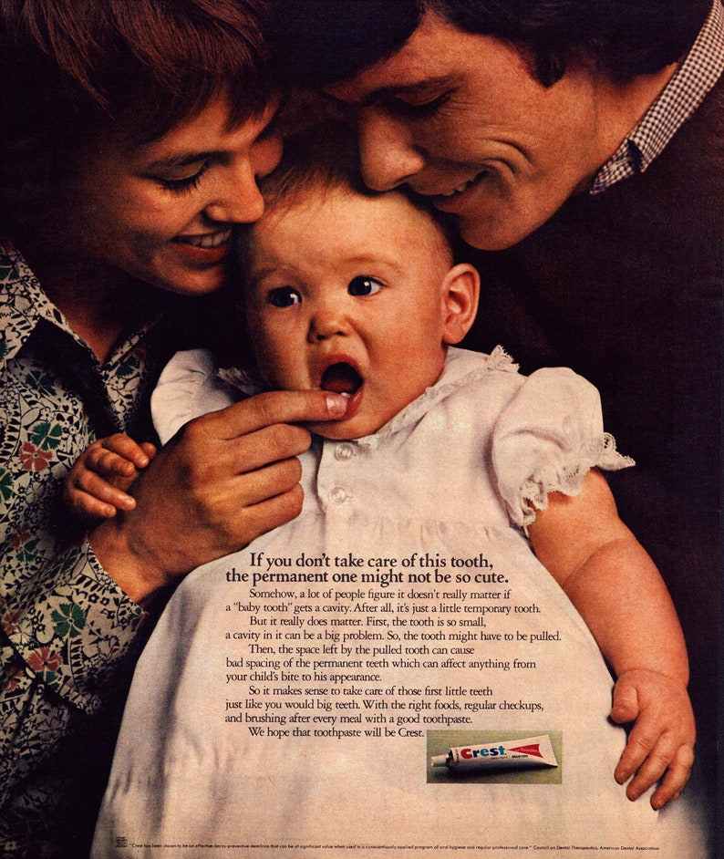 1972 Crest Toothpaste Vintage Print Ad, Retro Classic Advertisement ...