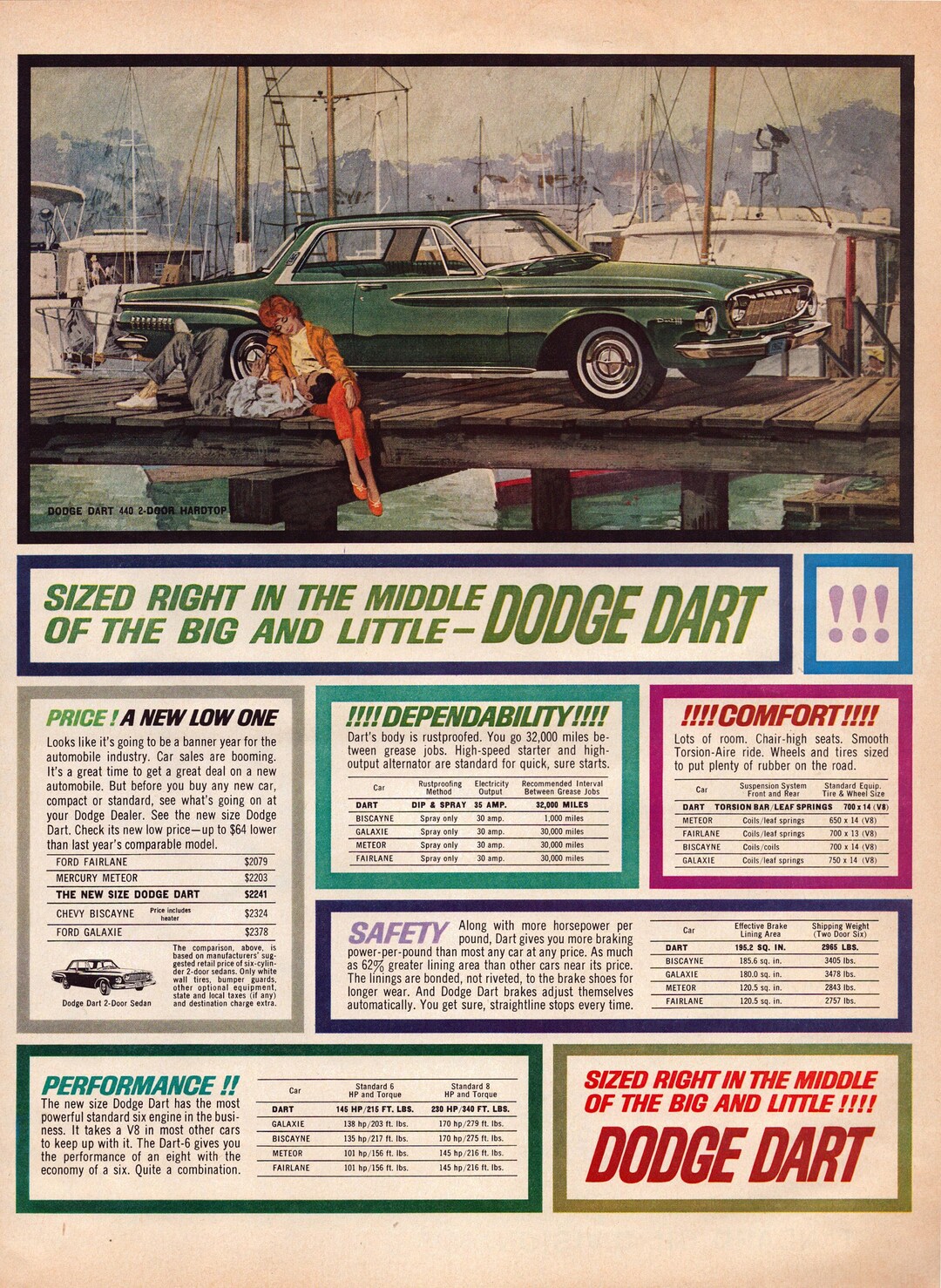 1962 Dodge Dart Vintage Magazine Print Ad, Retro Classic Car ...