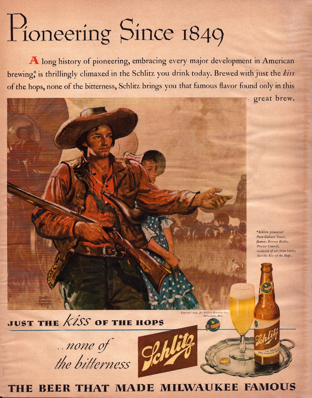 1943 Schlitz Beer Vintage Print Ad, Since 1849, Retro Classic ...