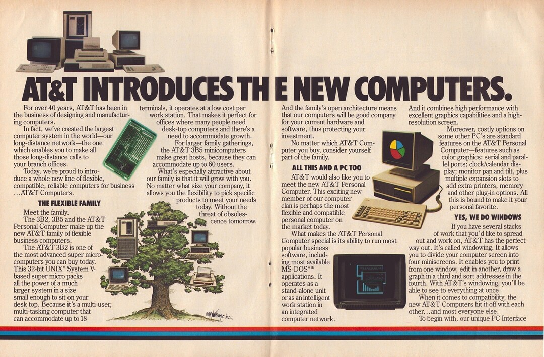 1984 AT&T Introduces the New Computers Vintage Print Ad, Flexible ...