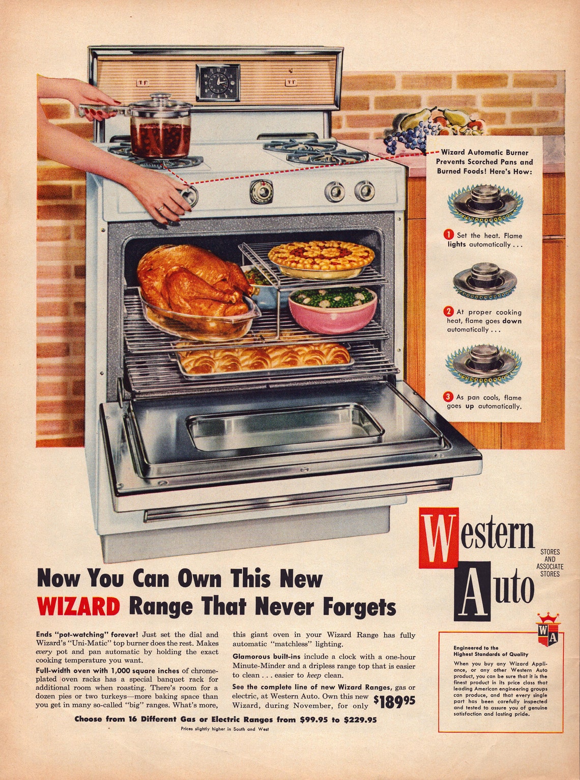 1958 Western Auto Wizard Range Vintage Print Ad, Retro Classic ...