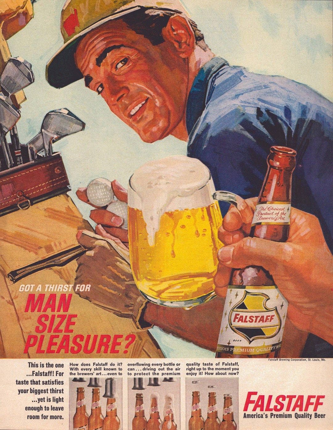 1964 Falstaff America's Premium Quality Beer Vintage Print Ad, Retro ...