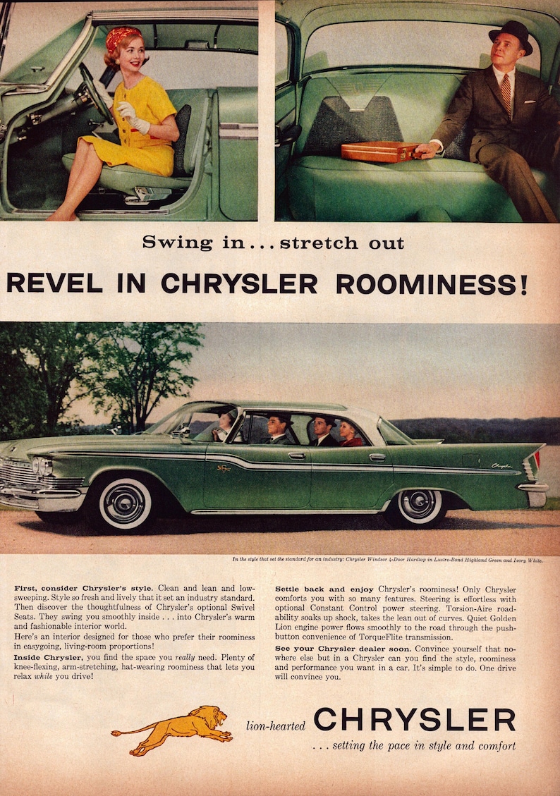 1959 Chrysler Windsor Ad: Retro Classic Car Print - Etsy