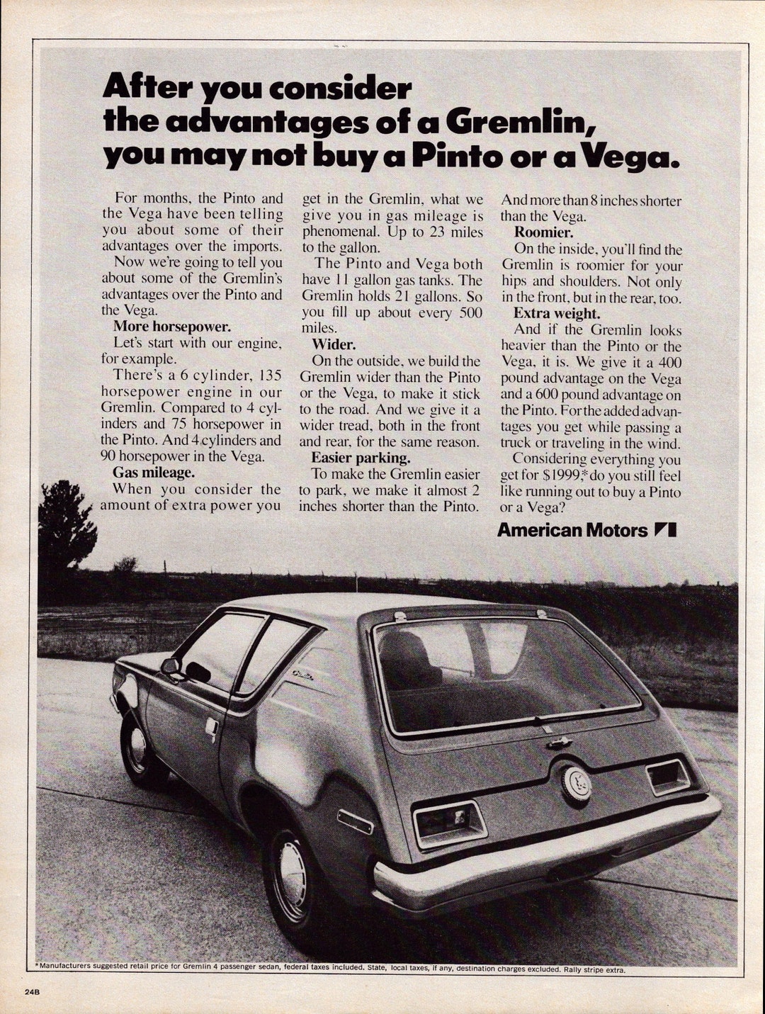 Vintage Car Wall Art 1971 American Motors Gremlin Classic Auto Decor ...
