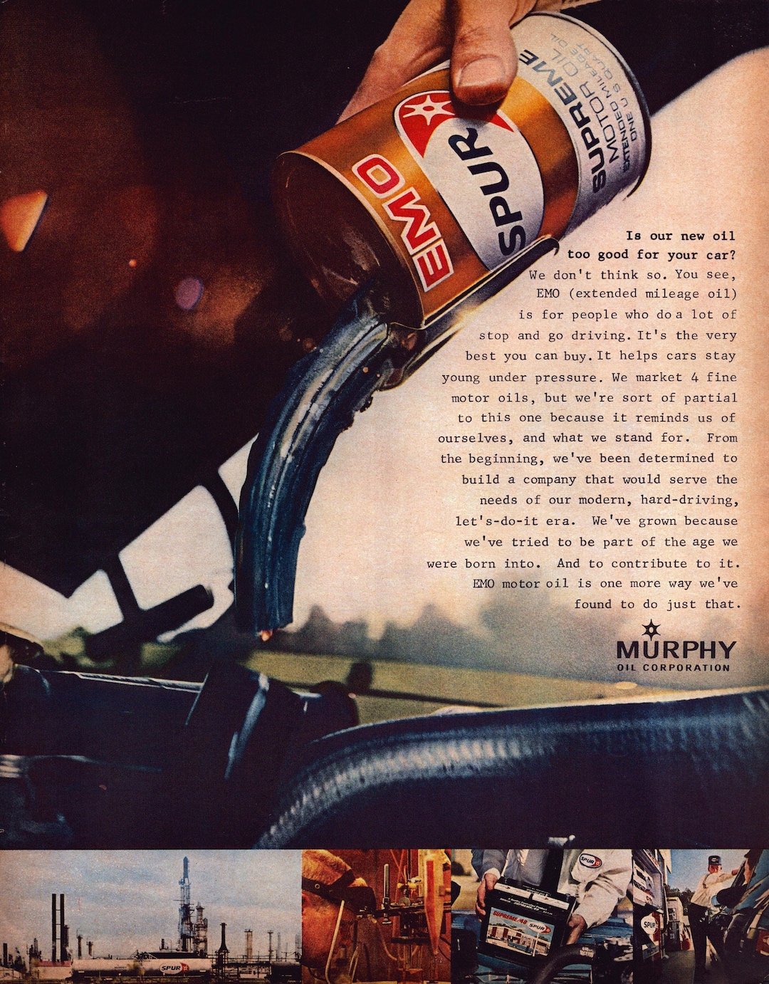 1968 Murphy Oil EMO Spur Supreme Motor Oil Vintage Print Ad, Retro ...