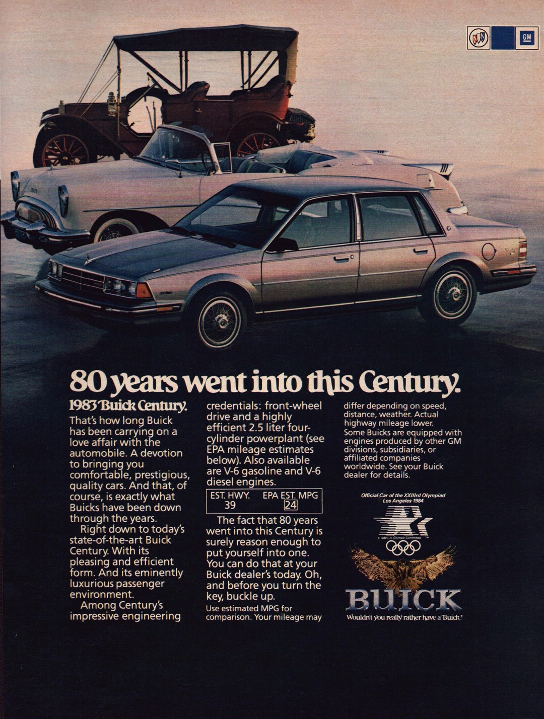 Vintage Car Wall Art 1983 Buick Century Classic Auto Decor Garage Gift ...
