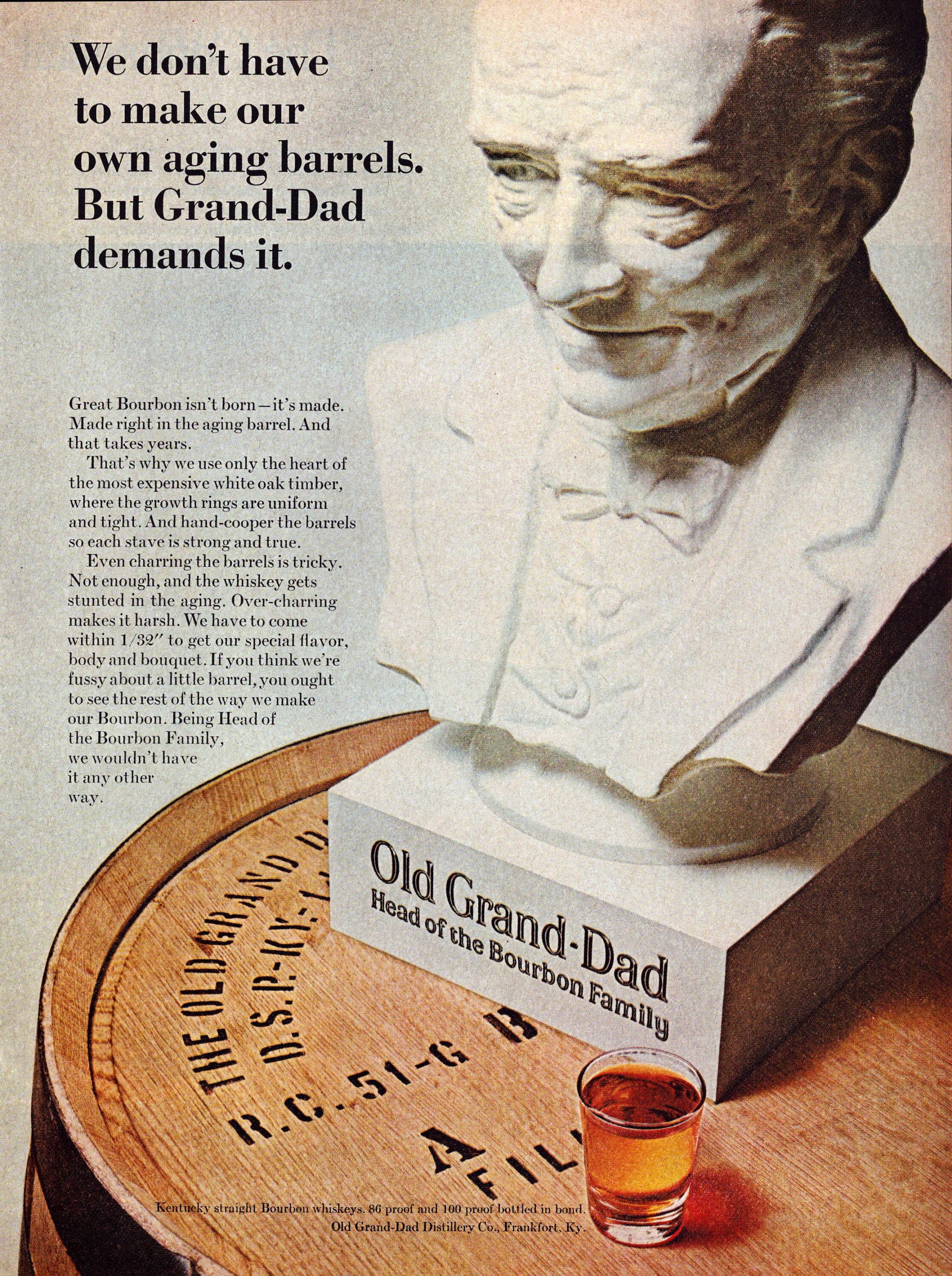 Vintage 1969 Old Grand-dad Bourbon Advertisement Wall Art Retro Bar ...