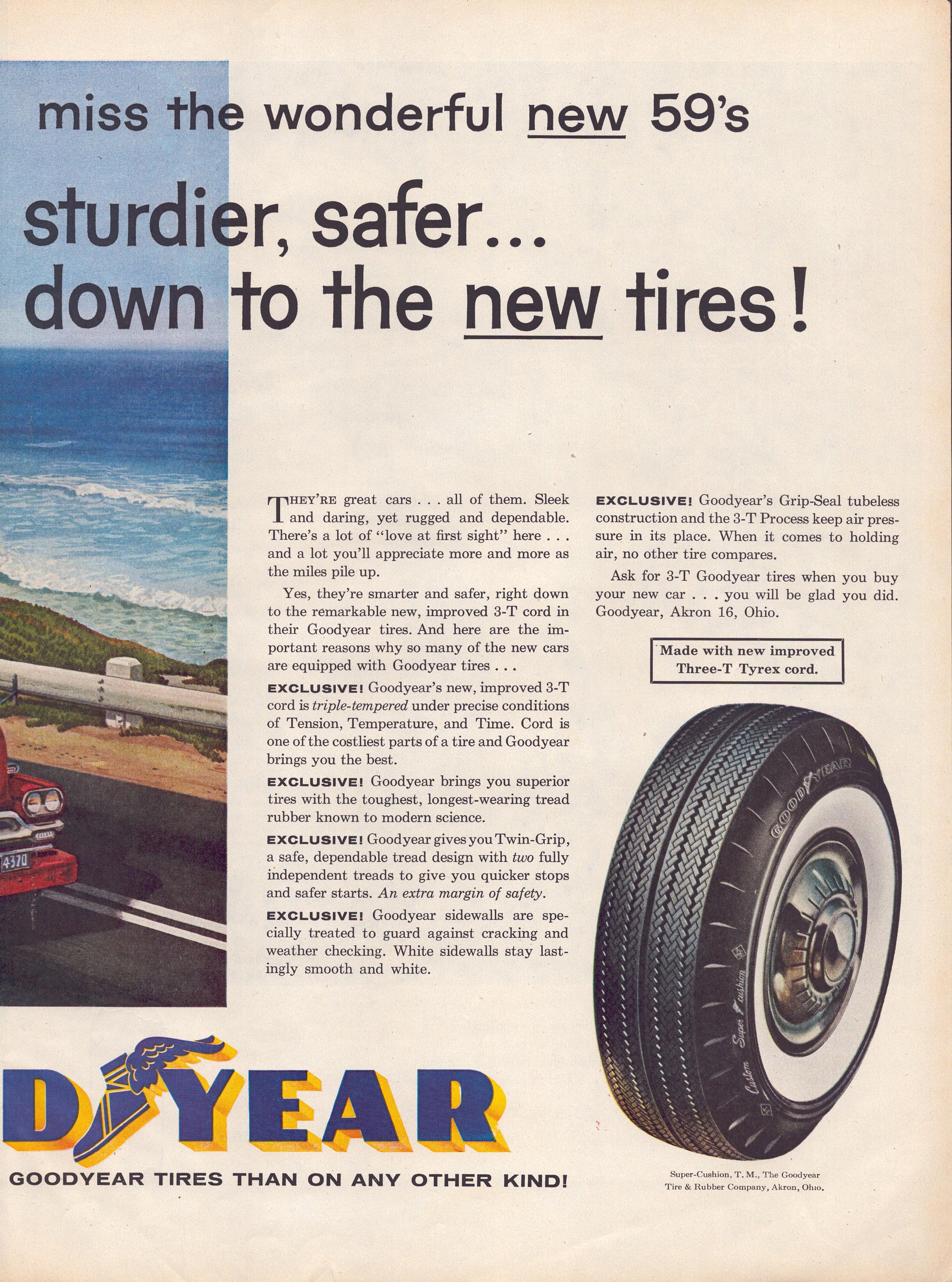 1959 Goodyear Tires Vintage Print Ad, Retro Classic Advertisement ...