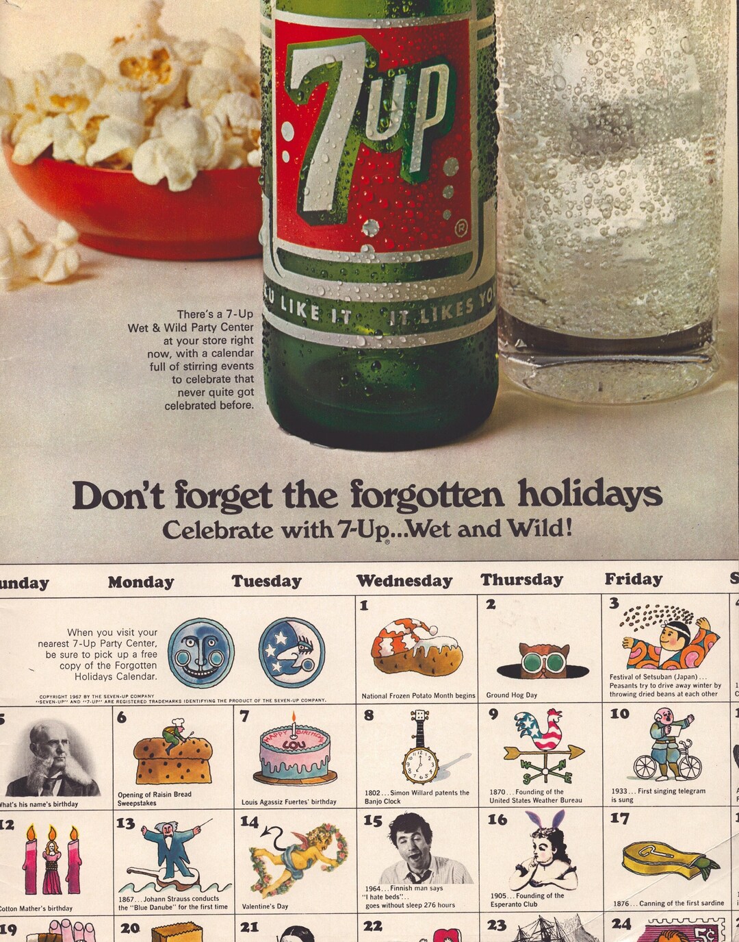 1967 7up Soda Pop Vintage Print Ad, Retro Classic Advertisement, Gift ...