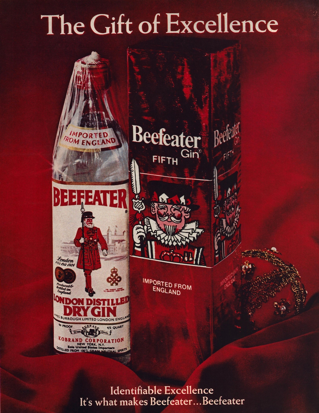 Vintage 1970 Beefeater London Dry Gin Advertisement Wall Art Retro Bar ...
