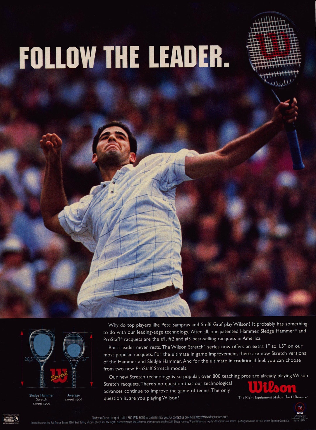 1996 Wilson Tennis Racquets Vintage Print Ad, Pete Sampras 1996 US Open ...